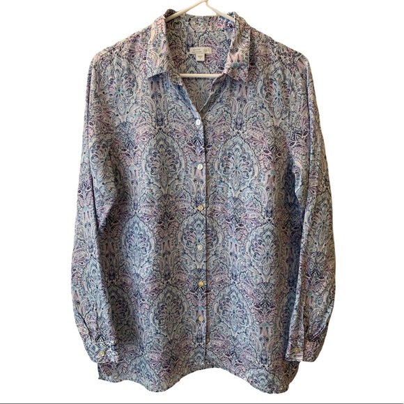 J. Jill | Tops | J Jill Love Linen Paisley Button Down Collared ...
